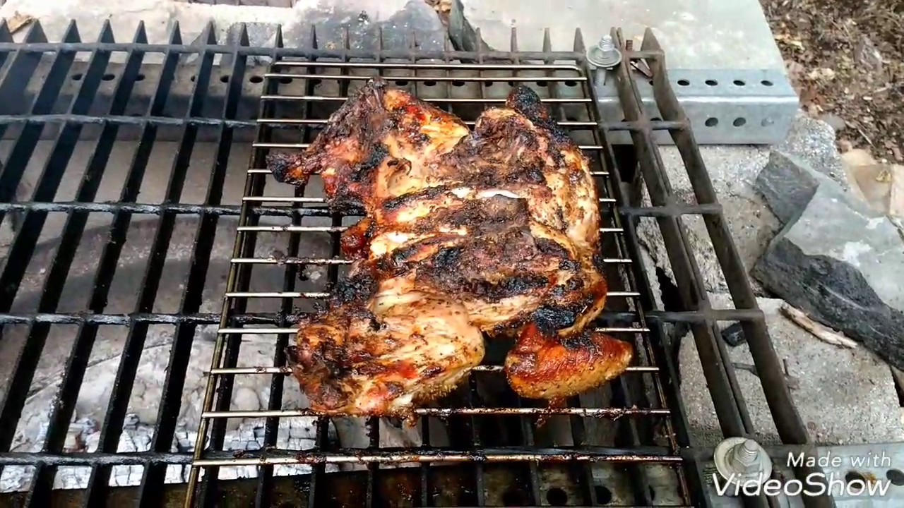 Spatchcock Chicken - BBQ at Camp - Cooking on the Fire Again - YouTube