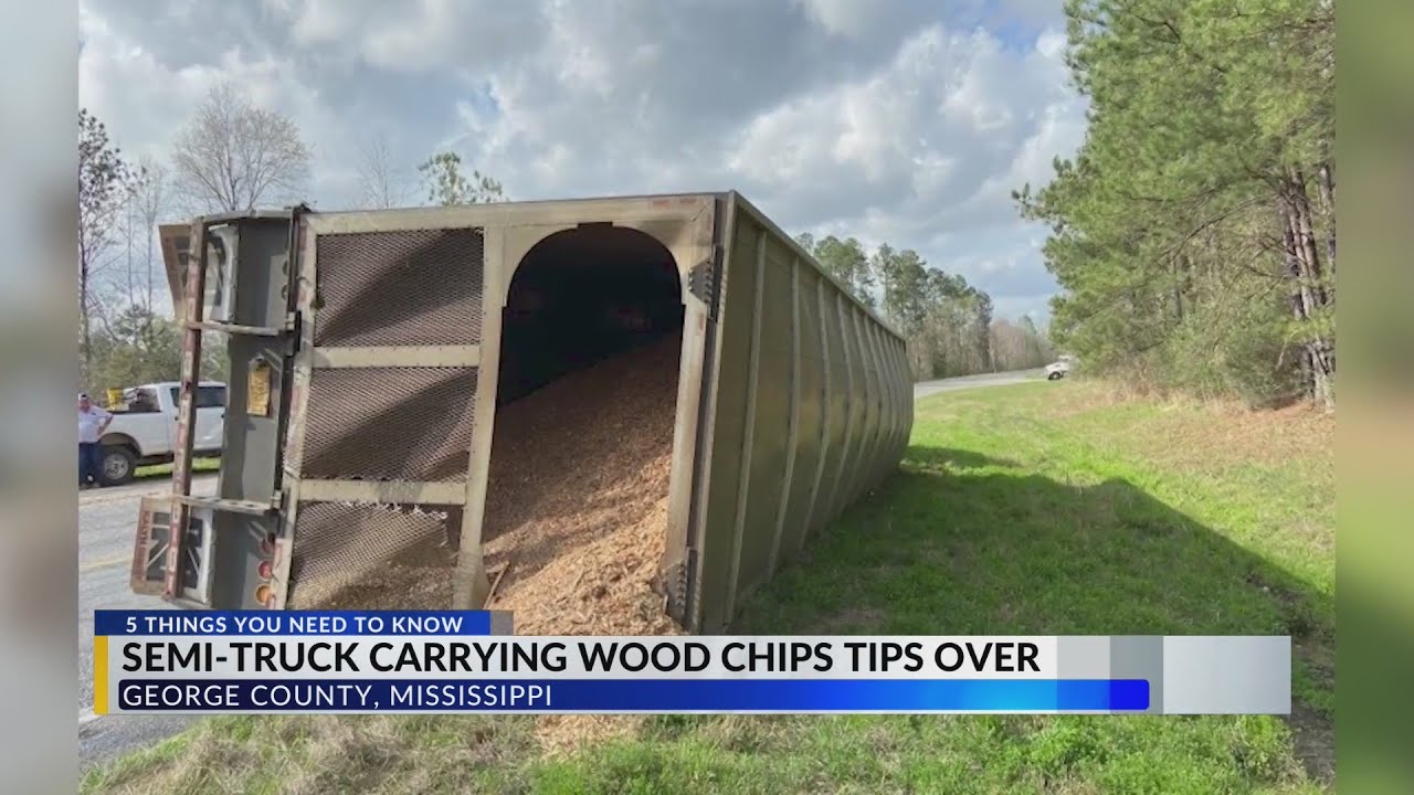 Semi tips over on Hwy 57 in George County, second in three days - YouTube