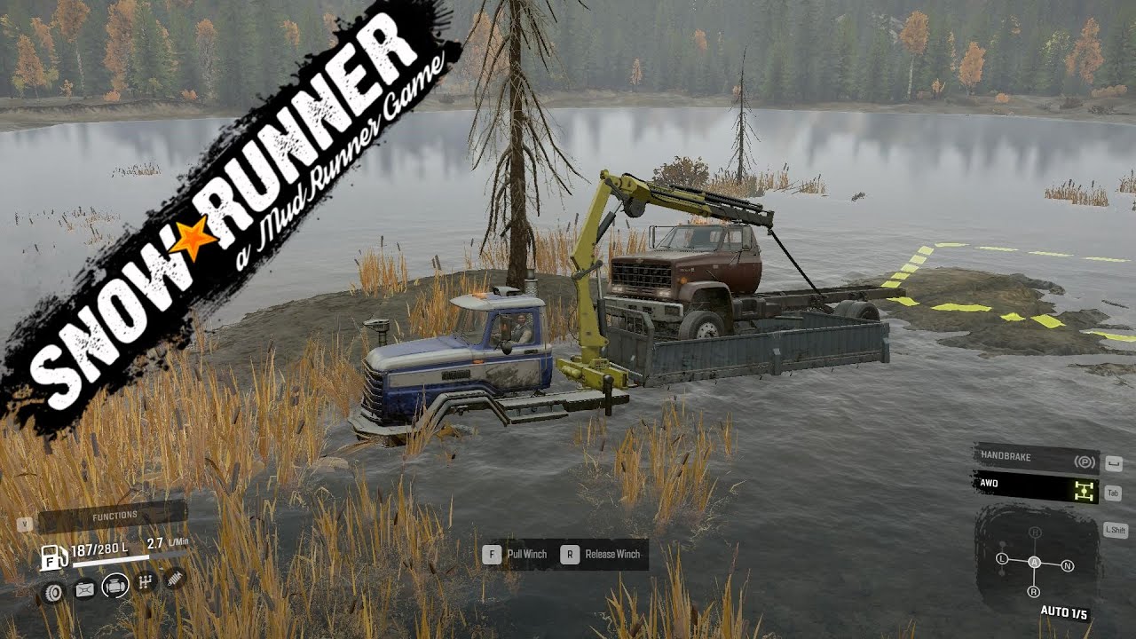 SnowRunner Task 4 Drowned Heavy Truck Michigan Black River - YouTube