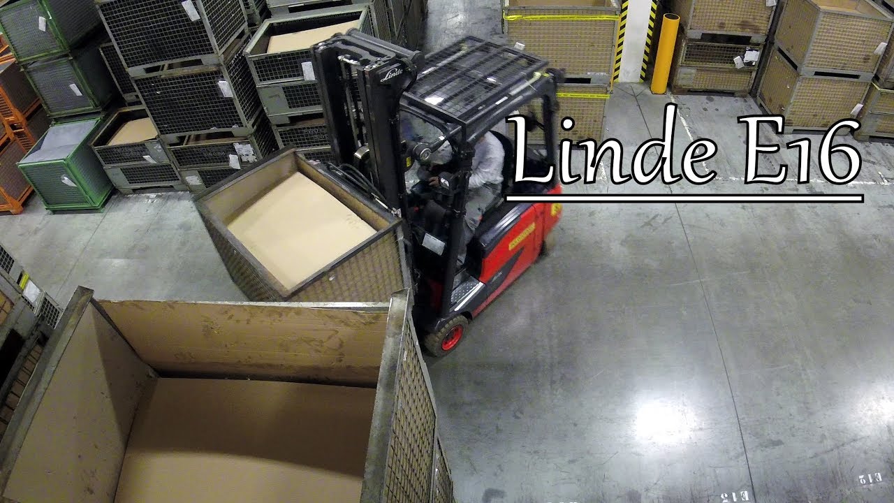 Linde E16 EVO works in the warehouse - YouTube