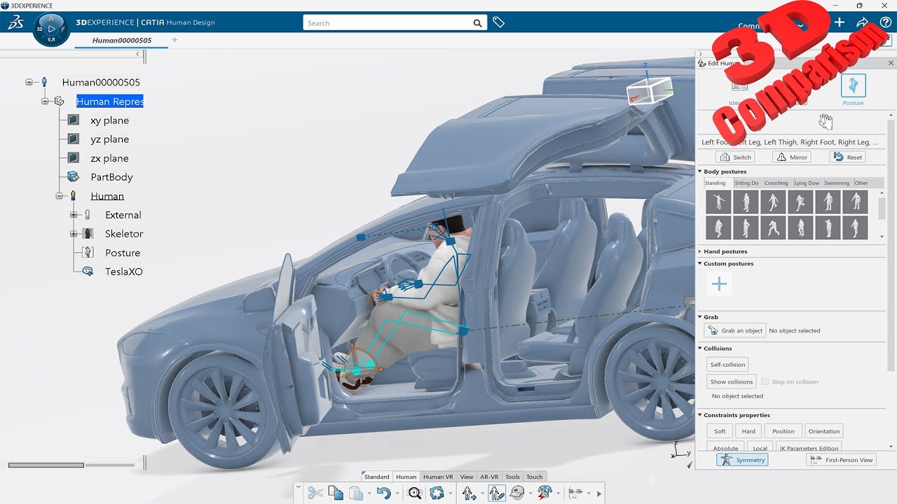 Tesla Model X - Ergonomics study in 3D Experience - YouTube