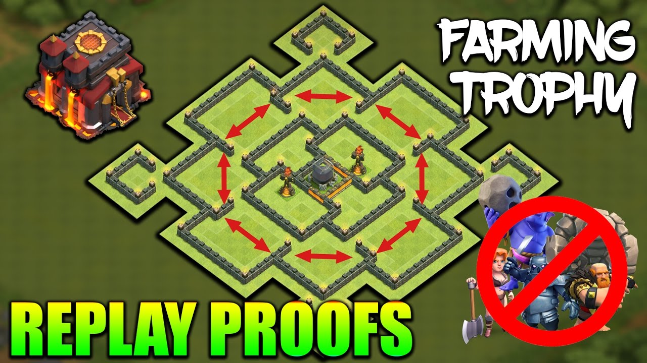 TH10 BEST TROPHY+FARMING BASE 2017 | ANTI BOWLER/VALK/GOLEM/PEKKA ...