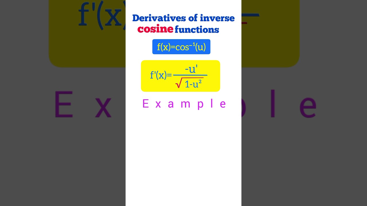 #Derivative of #inverse #cosine #functions | #trigonometry - YouTube