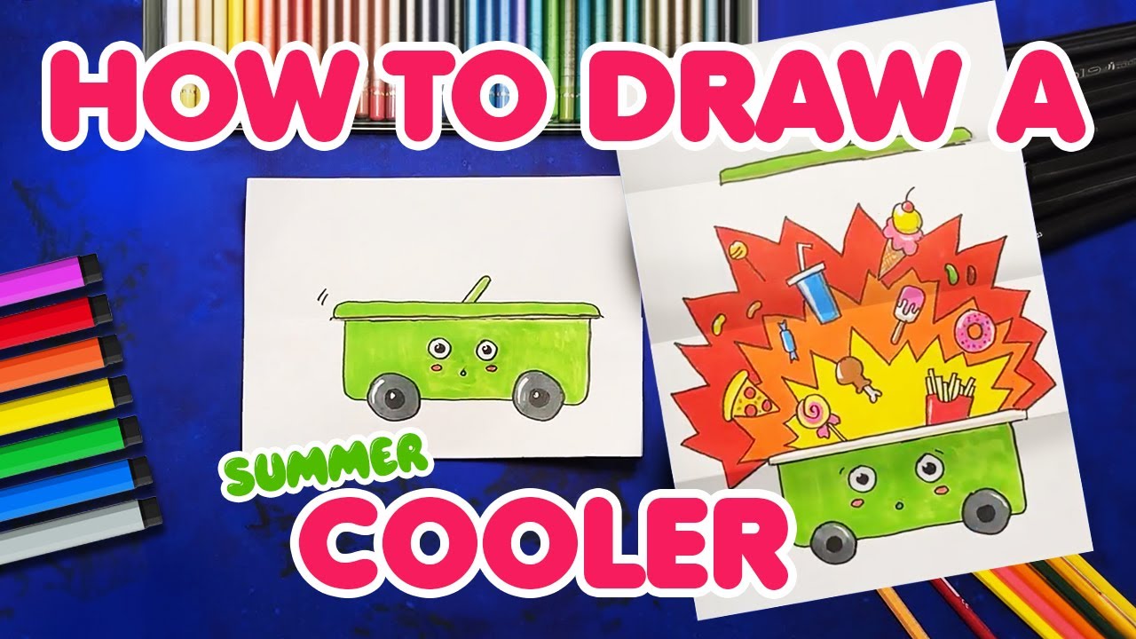 How To Draw An EXPLODING SUMMER COOLER Surprise Fold - YouTube