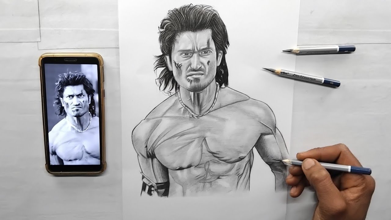 Vidyut jammwal drawing, Step by step, Shading Tutorial, Part 2 - YouTube