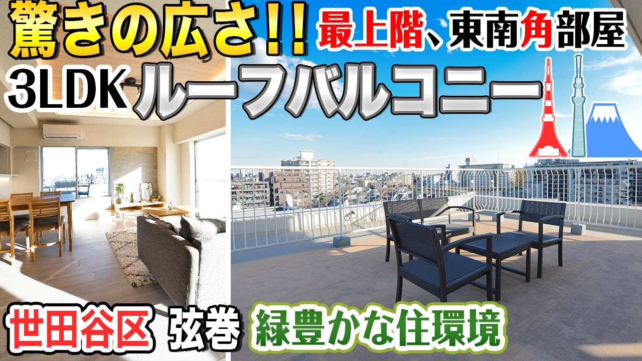 【富士山＆東京タワー＆スカイツリー】世田谷区弦巻の3LDK＋大型テラス付！【東京不動産ルームツアー】 - YouTube
