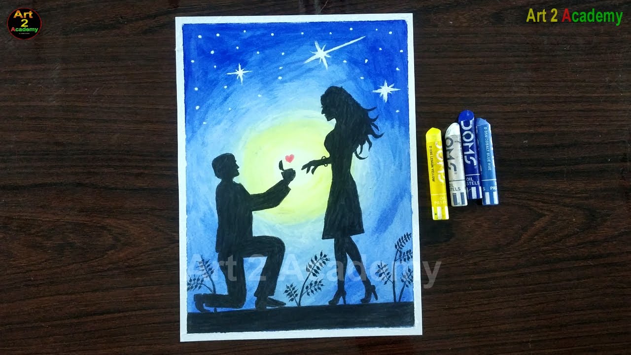 How to Draw A Boy Propose Her Girlfriend , Draw Marriage Proposal Step ...