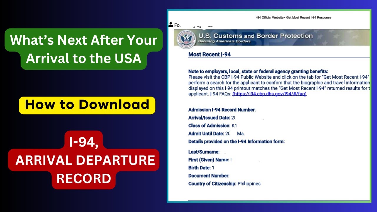 How to Download Form I-94 Arrival Departure Record to the USA (Step by ...