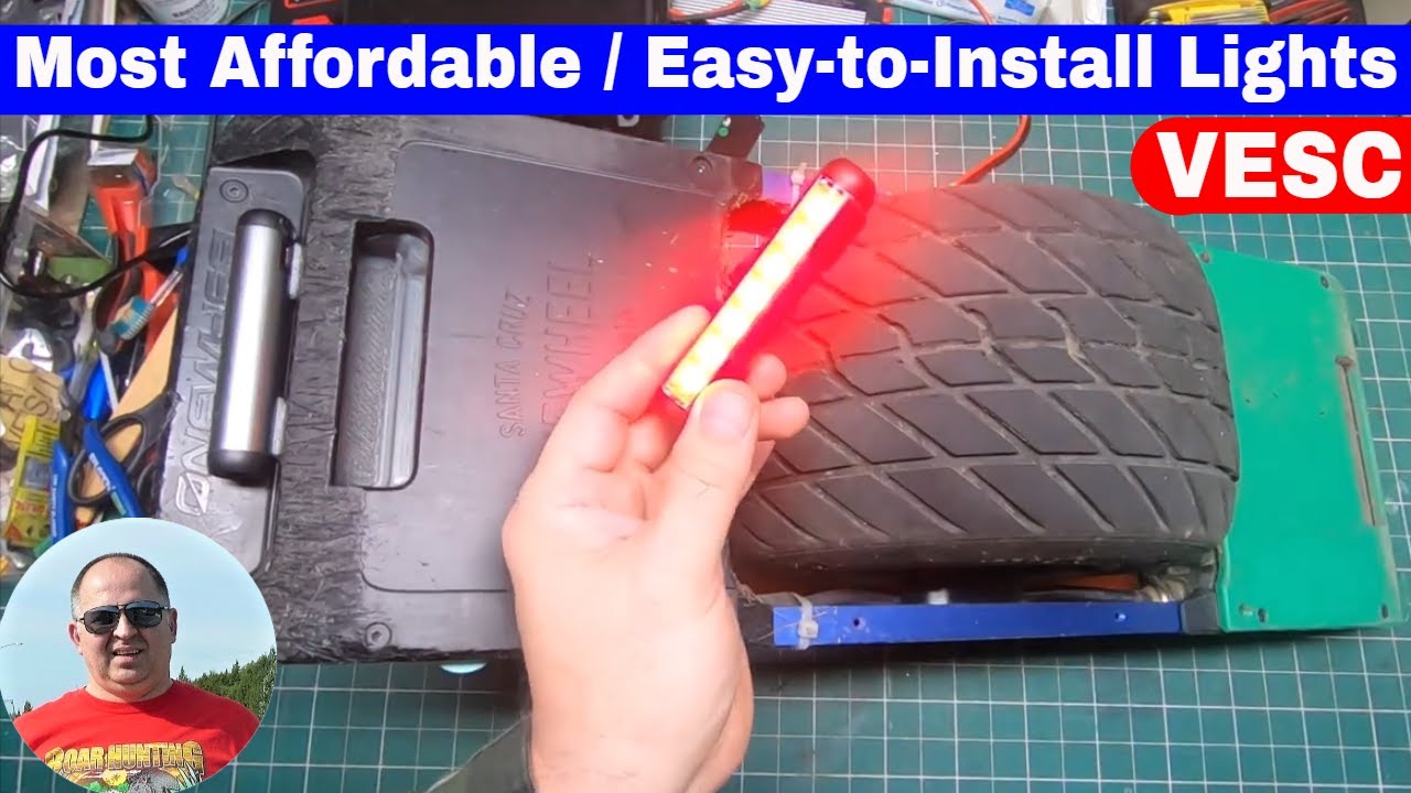 Most affordable and easy-to-install lights for DIY VESC Onewheel - YouTube