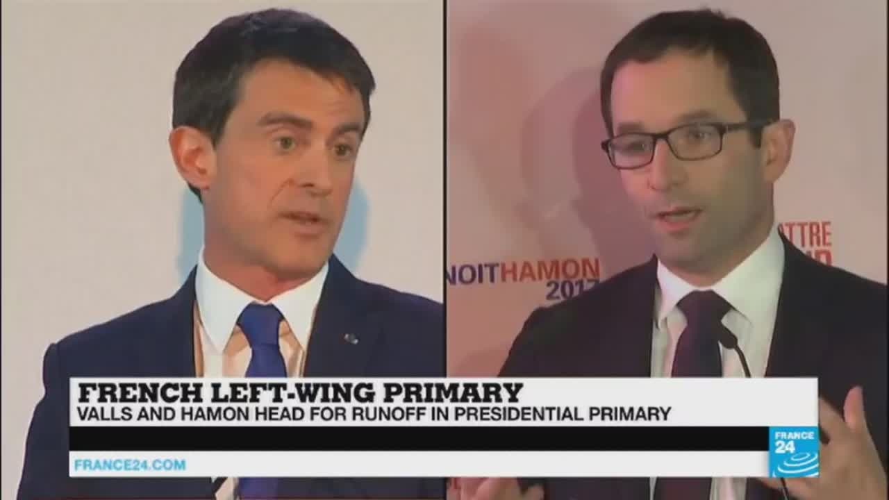 French left-wing primary - "2 men with 2 very different projects" - YouTube