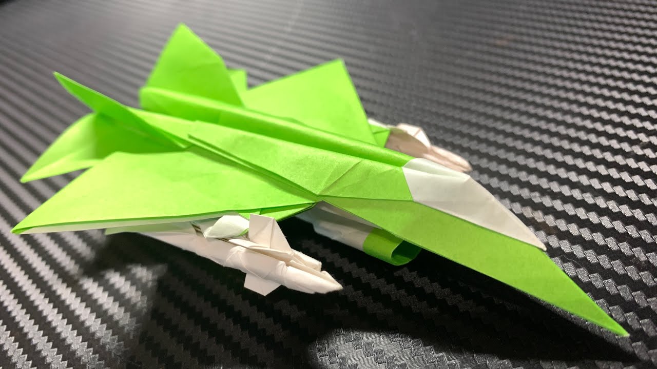 How to fold Wasp, a beautiful origami fighter jet with missiles - YouTube