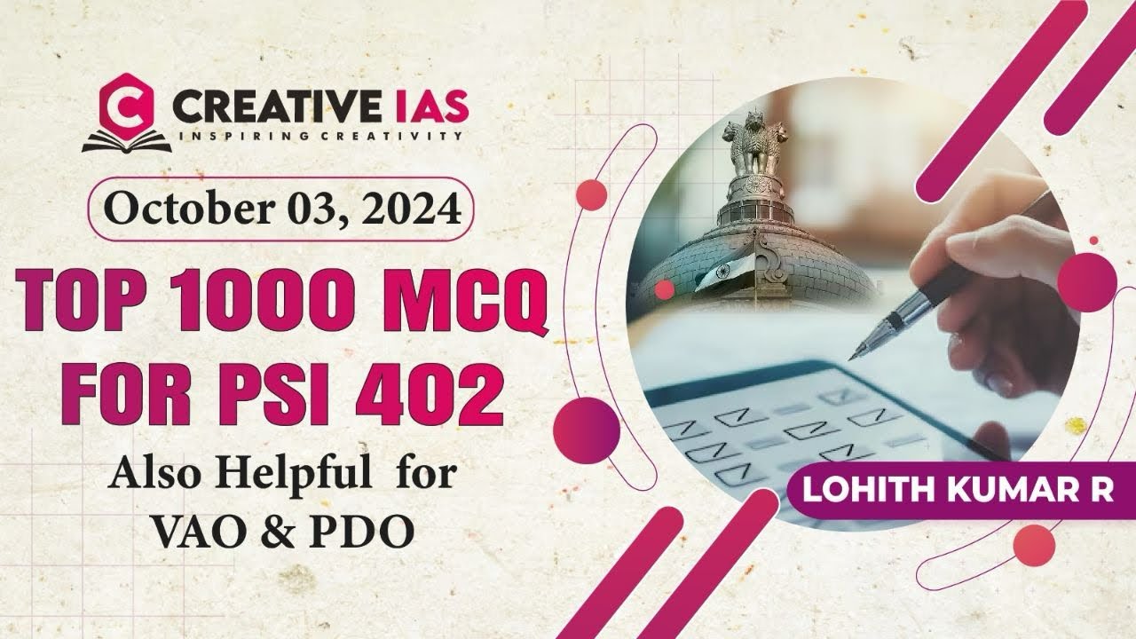 #1000 MCQs for PSI 2024|Creative IAS Academy - YouTube