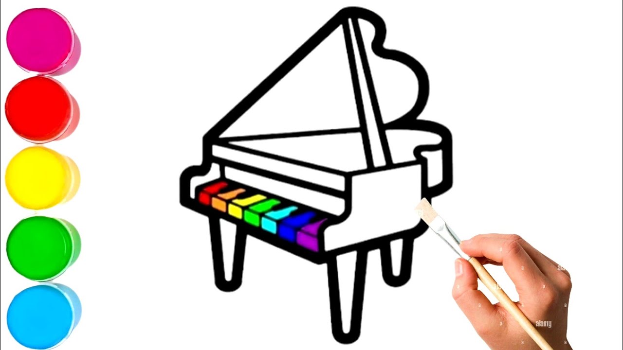 Rainbow 🌈 Pianos Drawing, Painting 🎨 And Coloring for kids and Toddlers ...