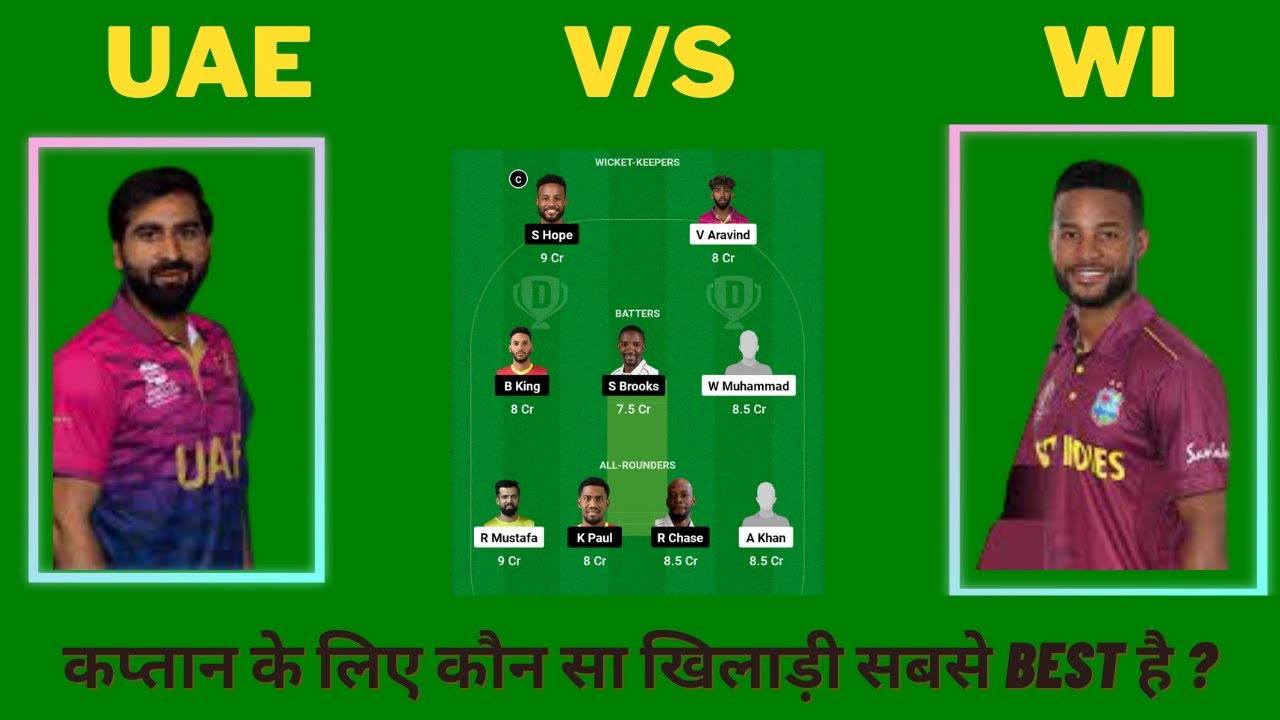 WI VS UAE ODI DREAM11 , UAE VS WI DREAM11 PREDICTION , WI VS UAE TODAY ...