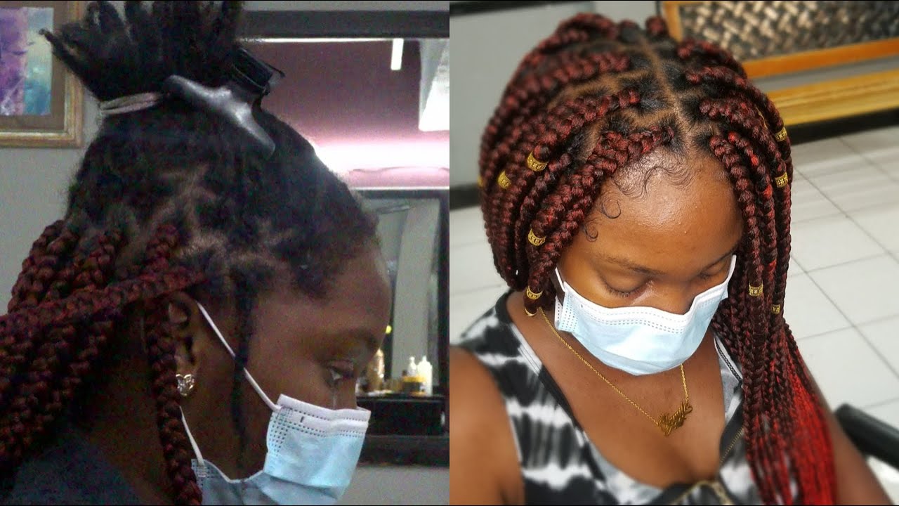 COLORED BOX BRAIDS OVER LOCS | DREADS - YouTube