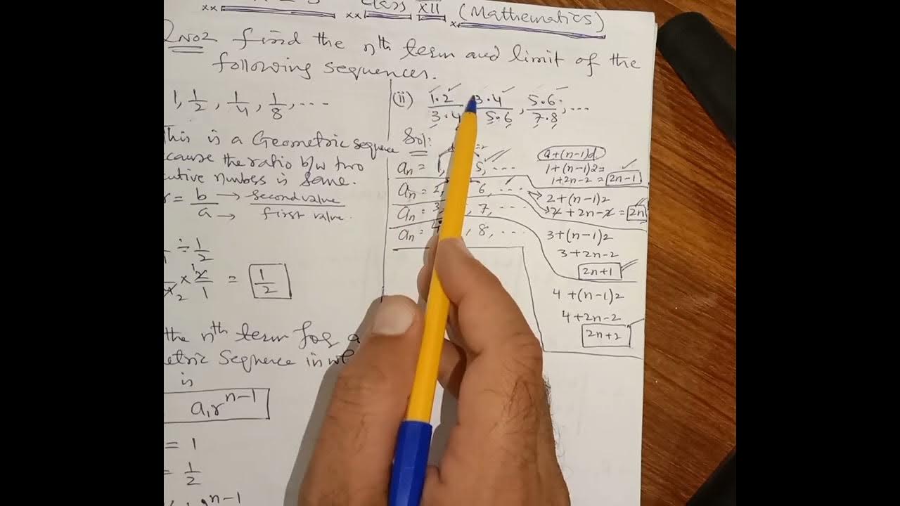 Finding the nth term and the limit of a sequence. class 12 th Ex 2.3 Qno 2 part ii. - YouTube