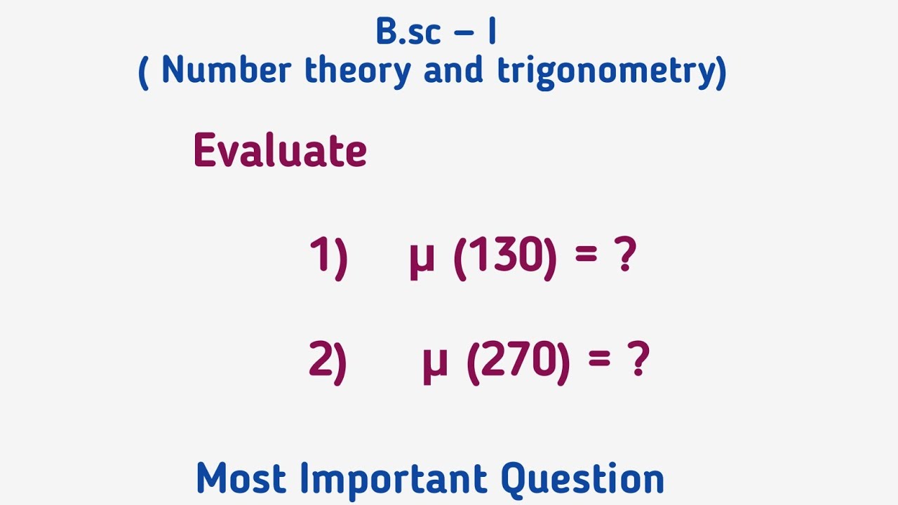 Mobius function | mobius function theorem bsc | finding mobius function - YouTube
