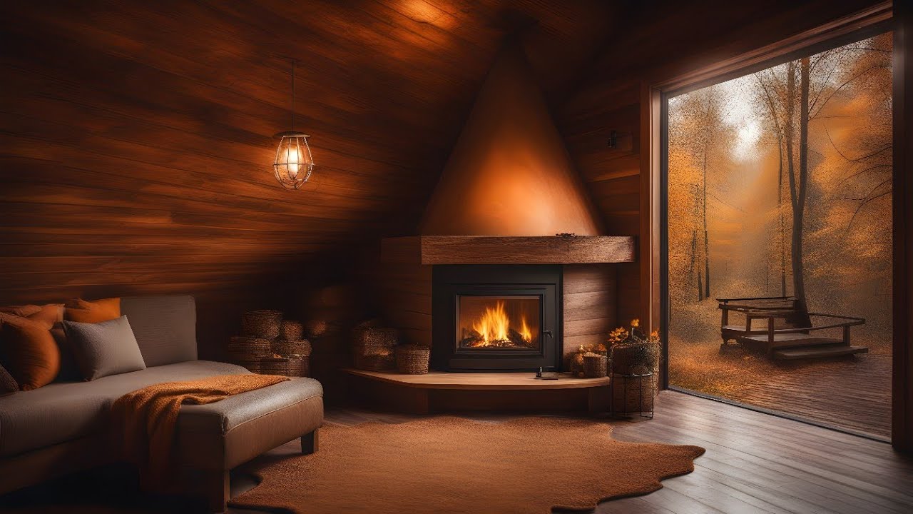 Cozy Cabin Ambience with Fireplace and Rain Sounds For Sleep - YouTube
