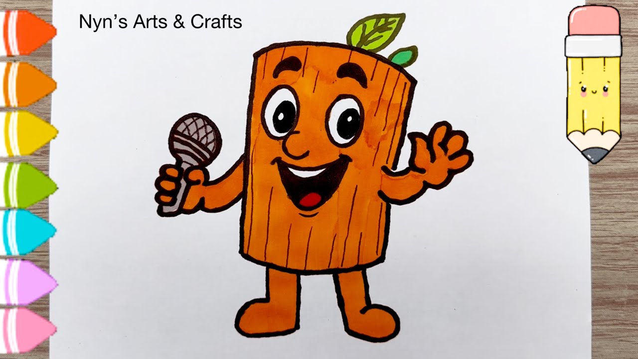 How to Draw Tung Tung Sahur 🌳🎤| Easy Drawing for Kids |Nyn’s Arts ...
