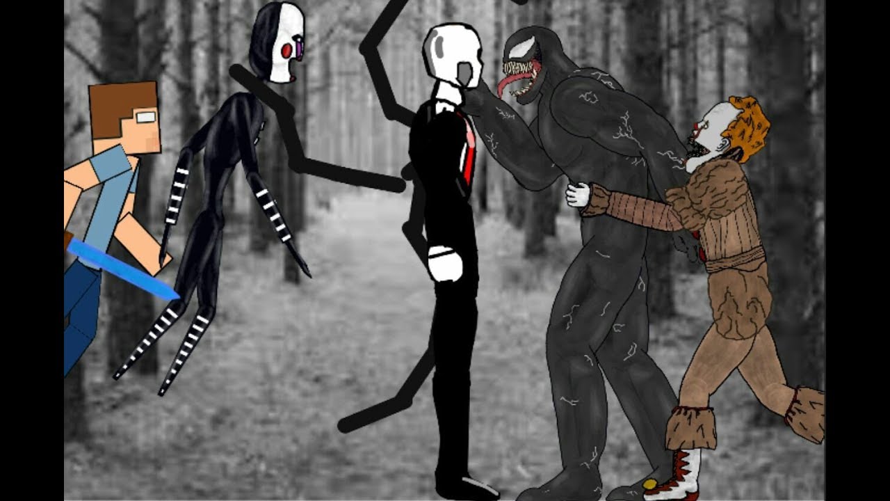Marionette Vs Herobrine Vs Slenderman Vs Pennywise Vs Venom Part 1 HD ...