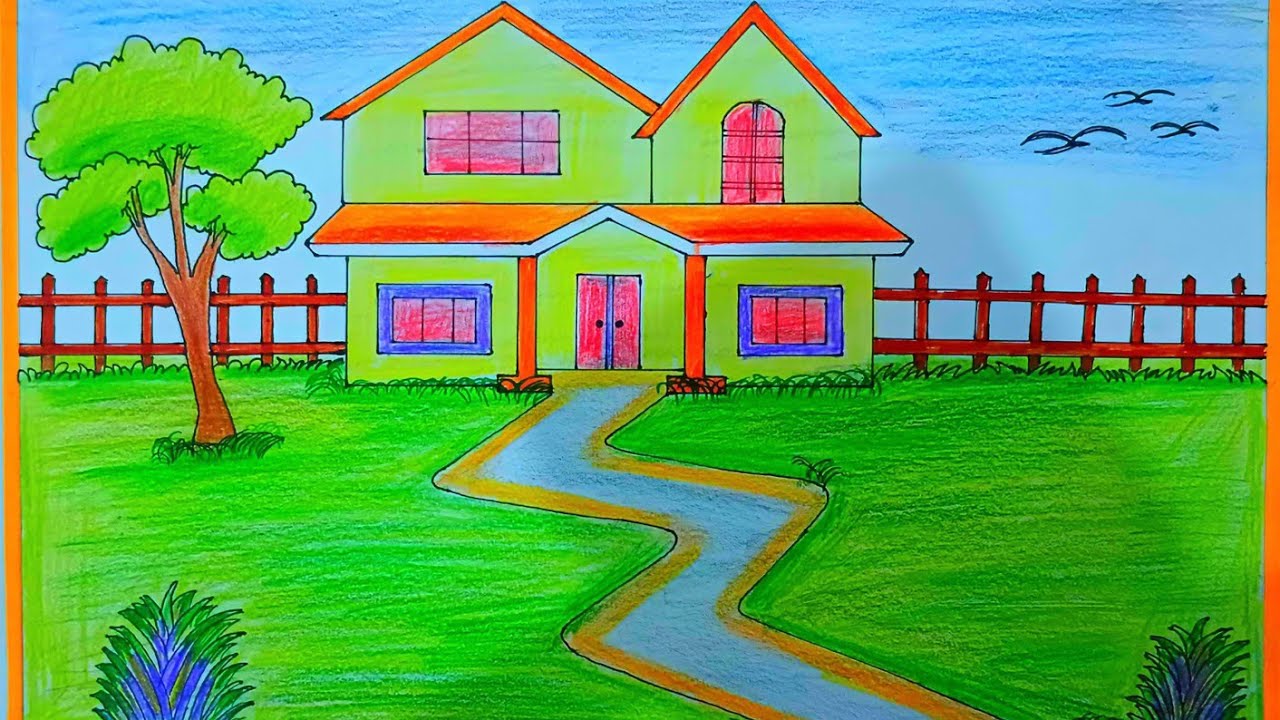Draw a beautiful house in beach || step by step for beginners - YouTube