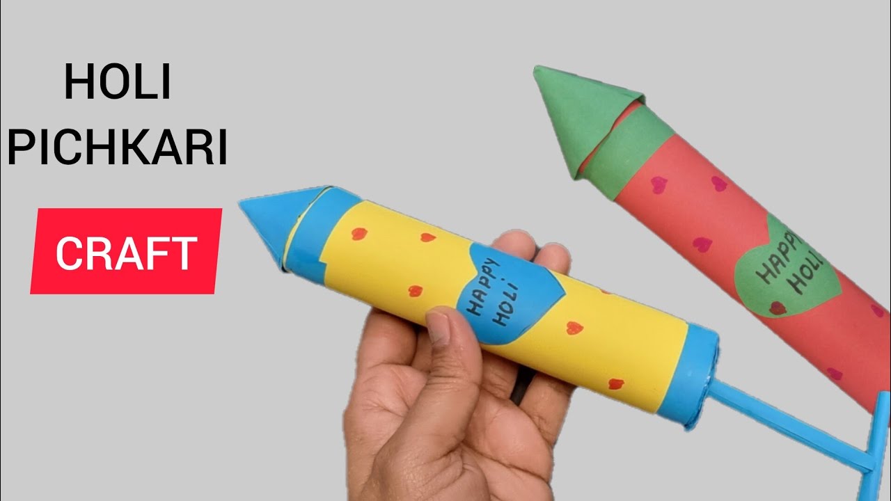 How to make pichkri at home | Holi pichkari craft | DIY Paper pichkari ...