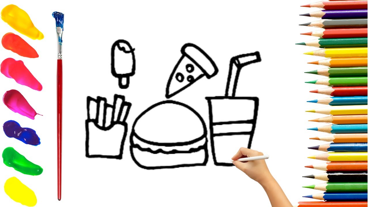 How To Draw cute fast food. EASY Drawing, Painting & Coloring For Kids ...