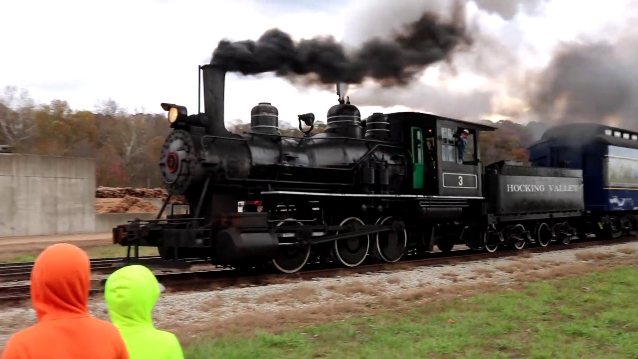 Hocking Valley Scenic Railway steam locomotive drive by - YouTube