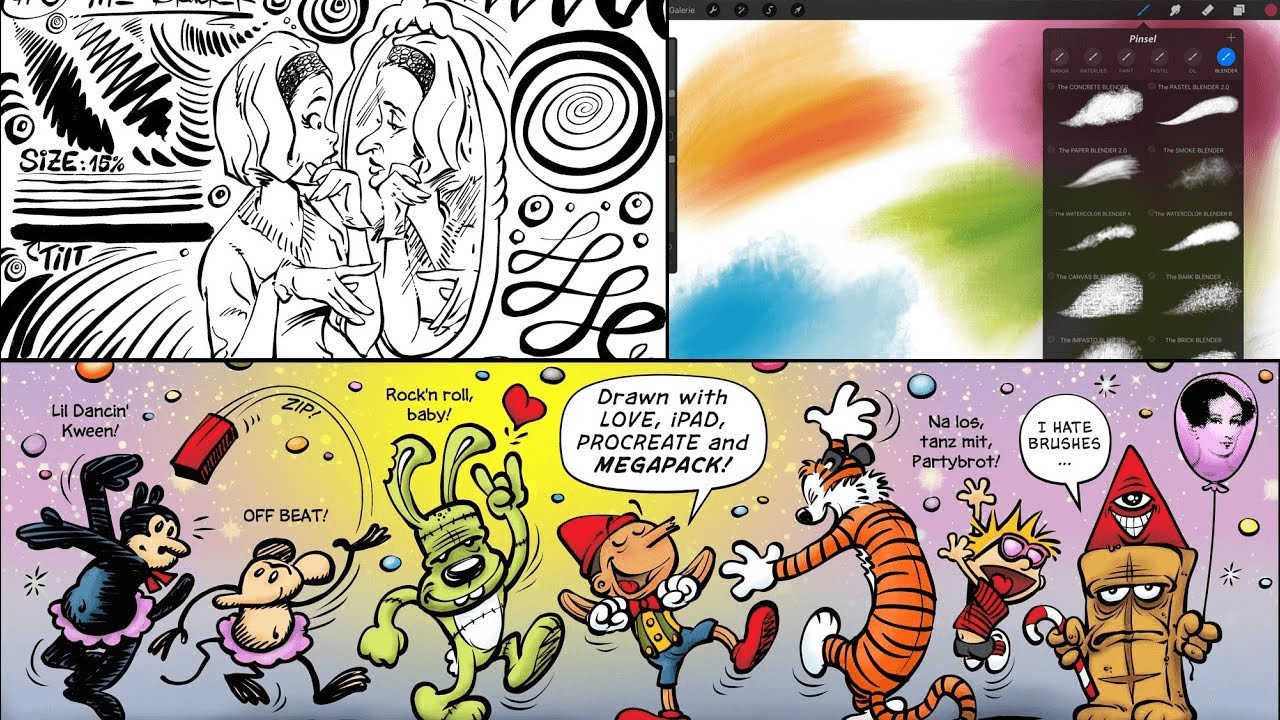 Georg's Procreate INK & PAINT Brushes (Showreel #2: Brush Demos & Time Lapse Drawings) - YouTube