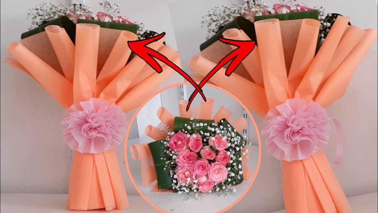 Rose flower bouquet wrapping / how to wrapping 10 roses bouquet / all ...