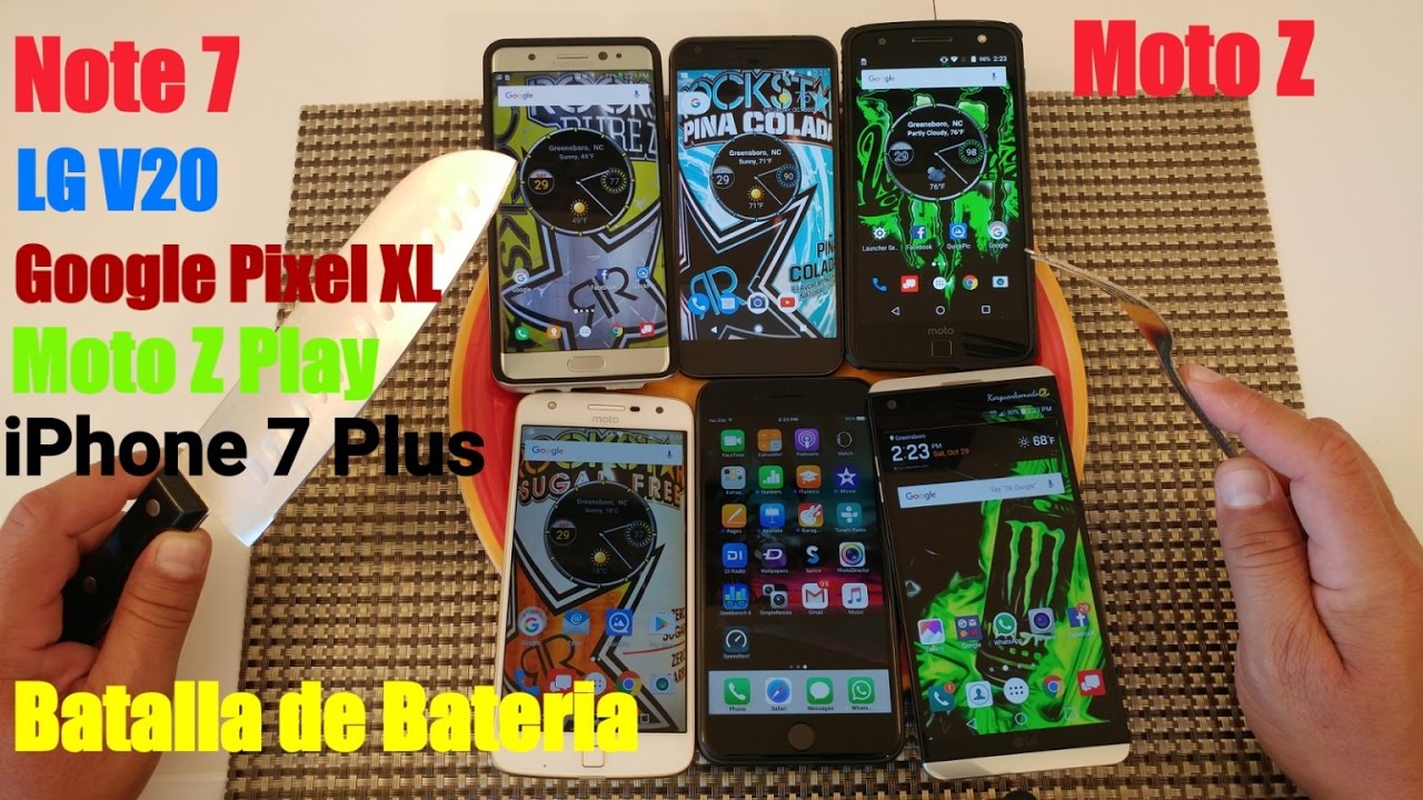 Quien ofrece la mejor *BATERIA*? LG V20-Note 7-iPhone 7 Plus-Google Pixel XL-Moto Z- Moto Z Play ...