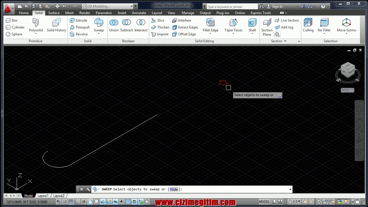 AutoCAD sweep komutu - YouTube