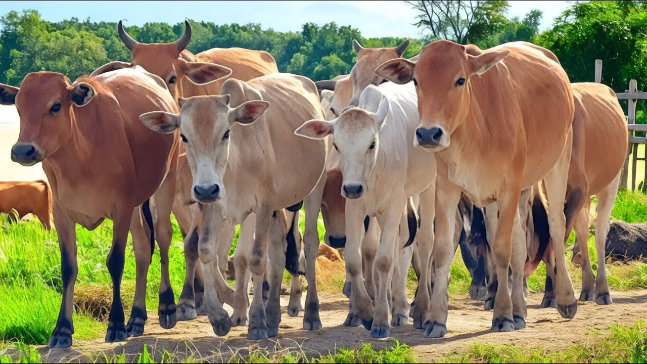 Ratusan Kerumunan Sapi Kampung Yang berkeliaran di ladang, Suara Sapi ...
