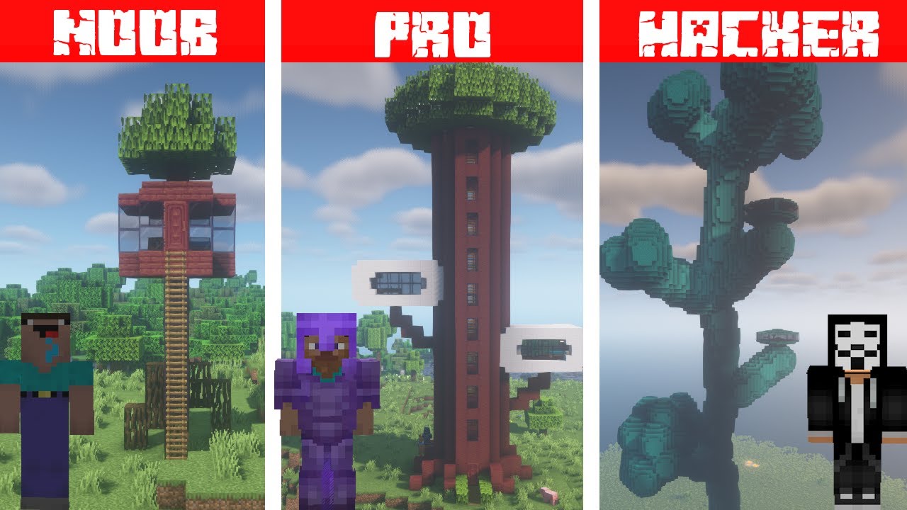 Minecraft HACKER TREE HOUSE BUILD #shorts - YouTube