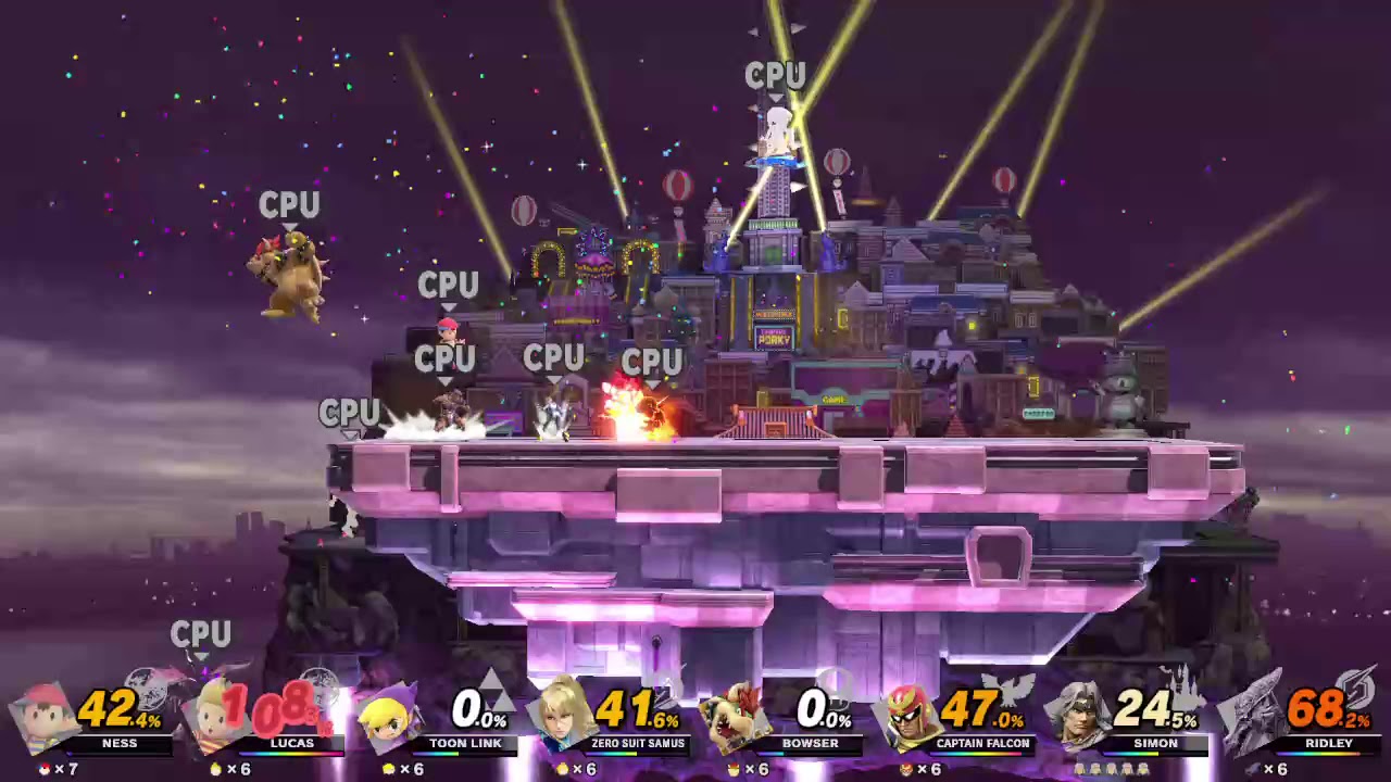Super Smash Bros Ultimate 8 Player CPU Battle on New Pork City Omega ...
