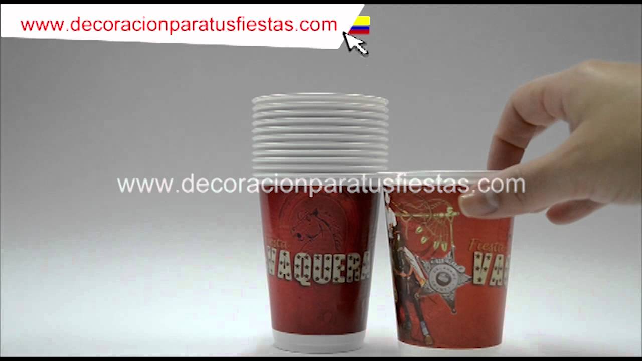 Vasos para rumba, fiestas, cumpleaños con tema de vaquero - YouTube
