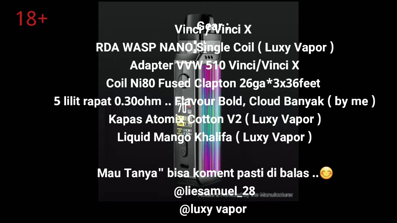 ADAPTER VINCI/VINCI X UNTUK RDA | SETTINGAN RDA ENAK !! - YouTube