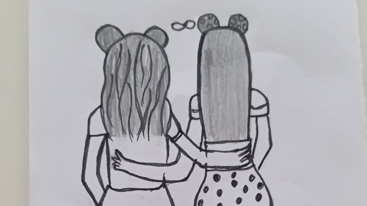 Easy Drawing of two best friends || pencil drawing || step by step ...