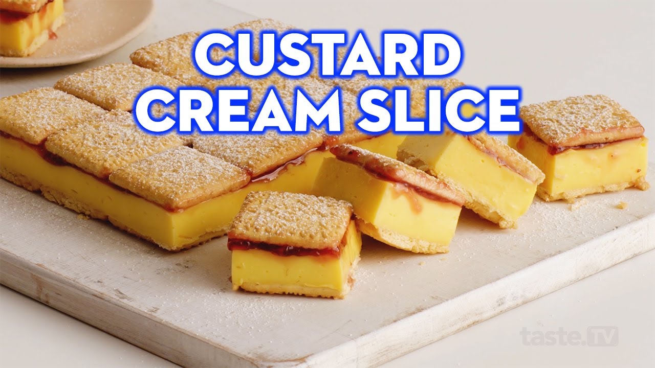 How to make old-school Custard cream vanilla slice | taste.com.au - YouTube