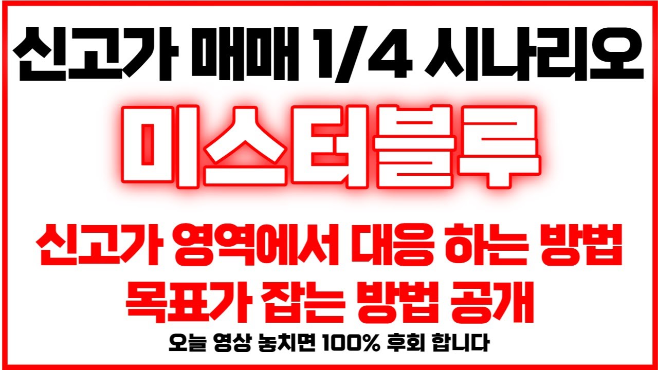 미스터블루 신고가 매매 14 시나리오 신고가 영역에서 대응 하는 방법 목표가 잡는 방법까지 알려드려요 미스터블루 핑거스토리 대원미디어 키다리스튜디오 엔비티 Youtube