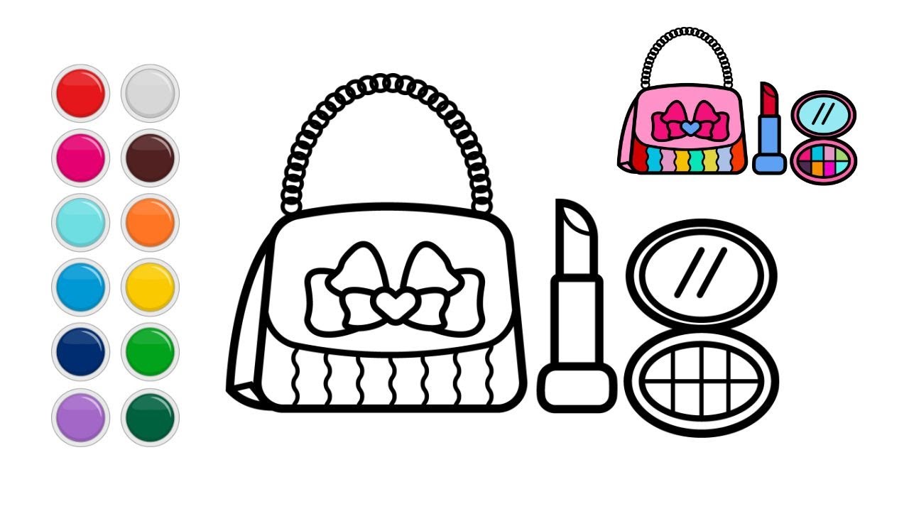 Menggambar dan mewarnai tas makeup untuk anak-anak | Drawing makeup ...