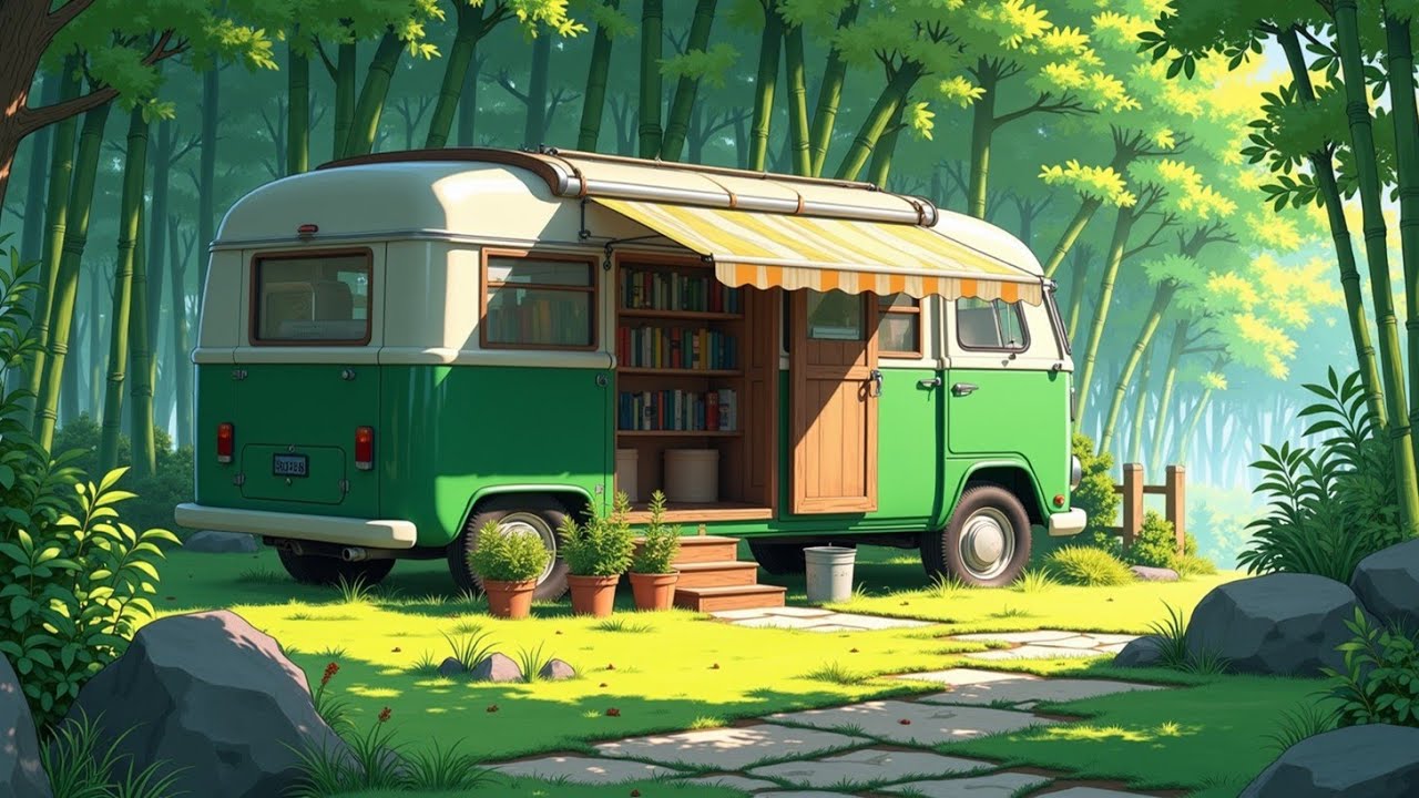 Chill Van Life Lofi Hip Hop 🎧 Cozy Bamboo Forest Reading & Study Music ...