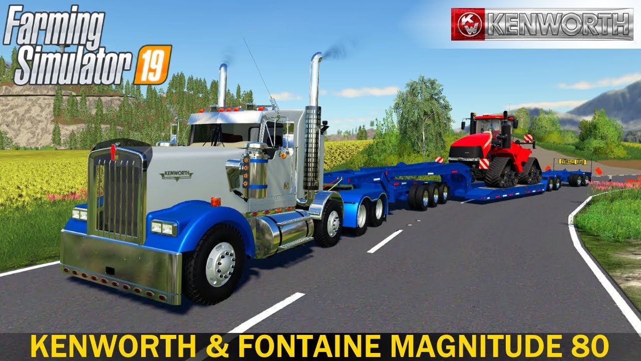 Farming Simulator 19 - KENWORTH W900 & FONTAINE MAGNITUDE 80 Lowboy ...
