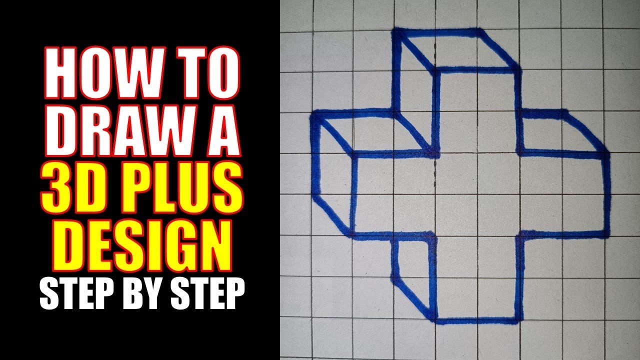How to Draw: 3D Plus Sybmol || Step by Step || RealTime Art - YouTube