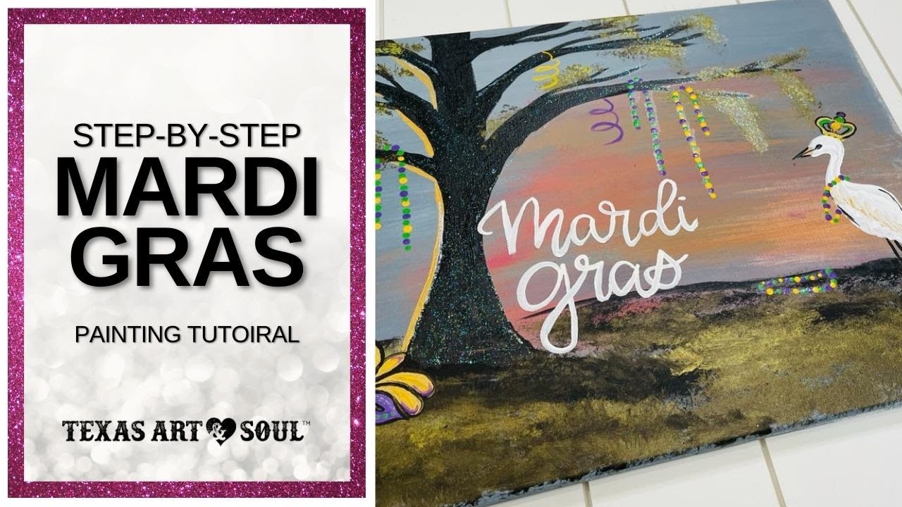 DIY Mardi Gras Landscape Painting - YouTube