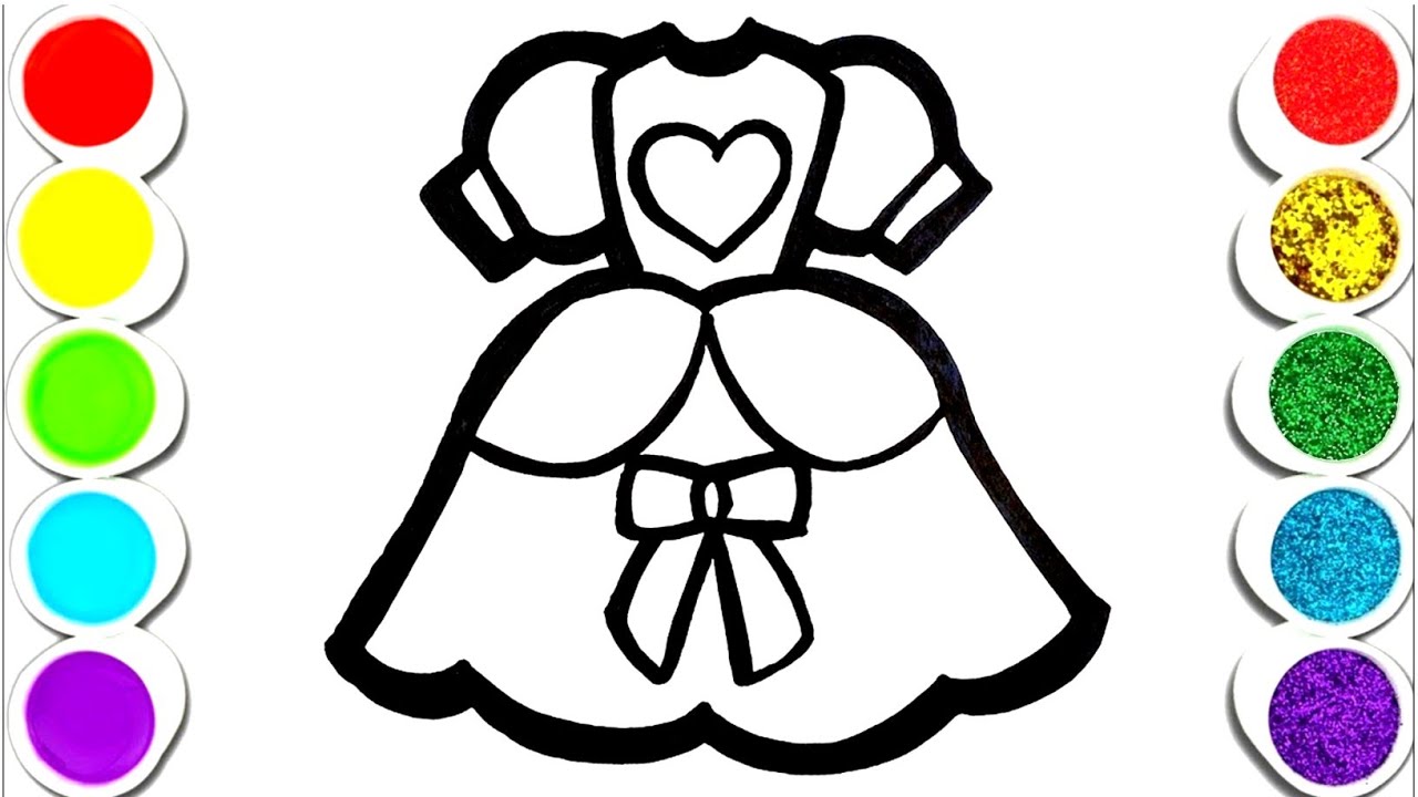 Cute Rainbow Frock Drawing painting and colouring for kids and Toddlers ...