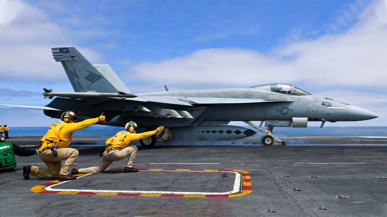 High alert!! Dozens of F-18 jets launched from USS Harry S. Truman in ...