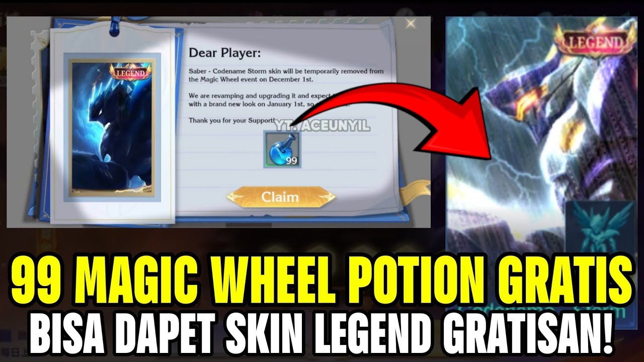 SKIN LEGEND GRATIS INI MAH! CARA DAPATIN 99 MAGIC WHEEL POTION GRATIS ...