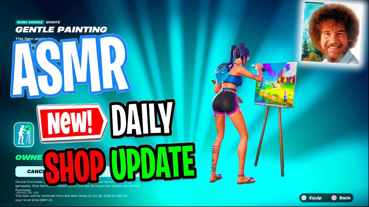 ASMR Fortnite Shop NEW Gentle Painting Bob Ross Emote! Daily Update ...