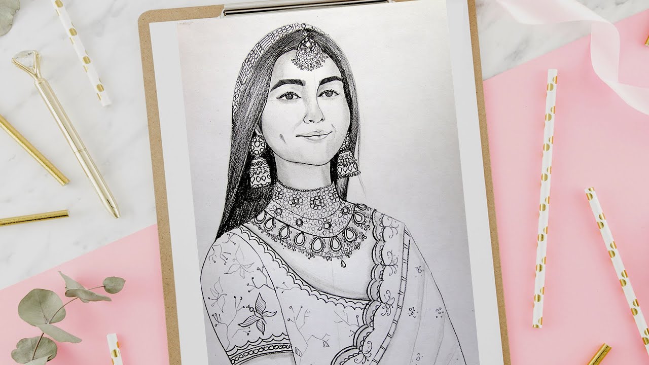 How to draw Alia Bhatt Wedding Look Step by Step Very Easy//Alia Bhatt ...